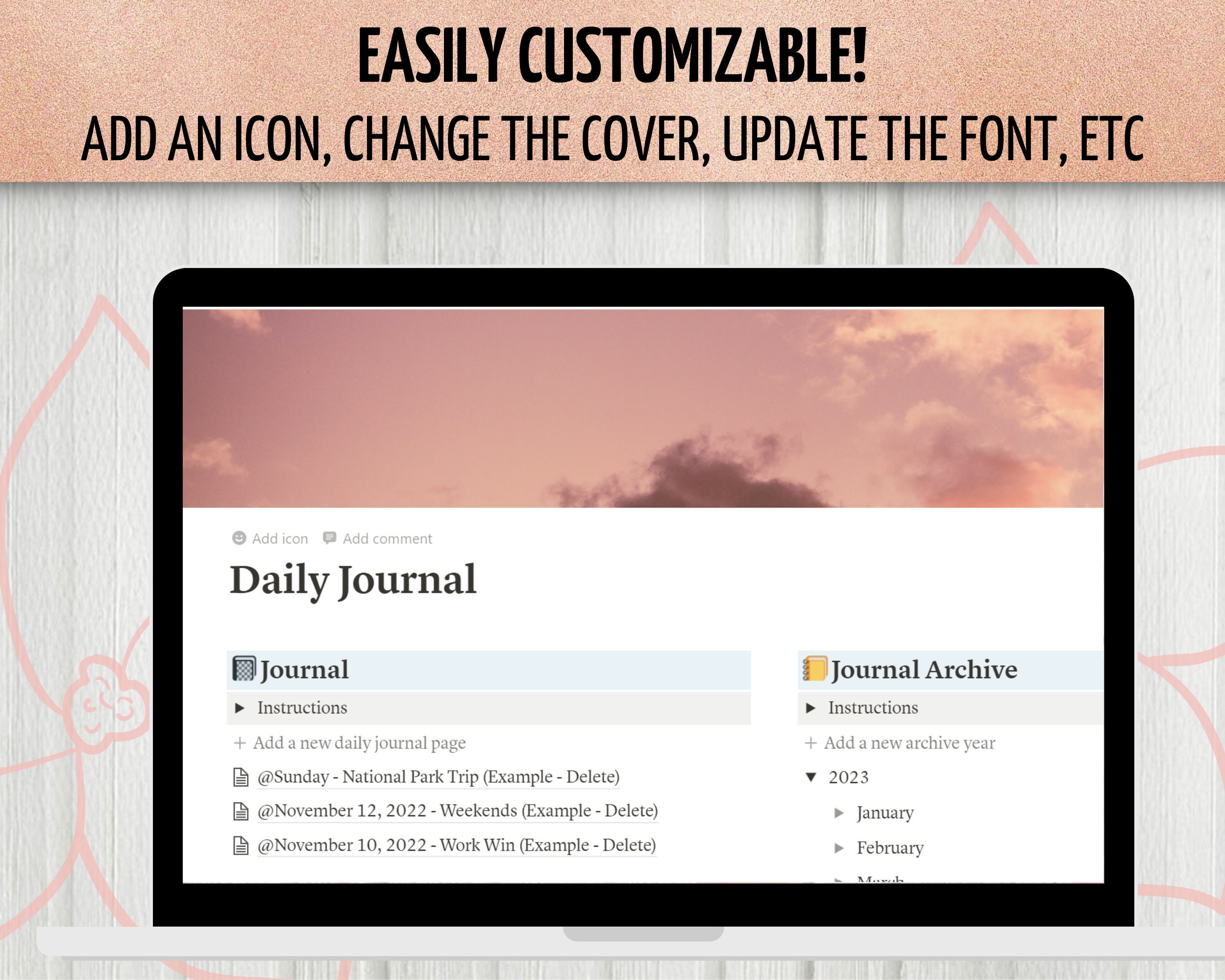 Daily Journal Notion Template, Digital Gratitude Journal With Notion ...