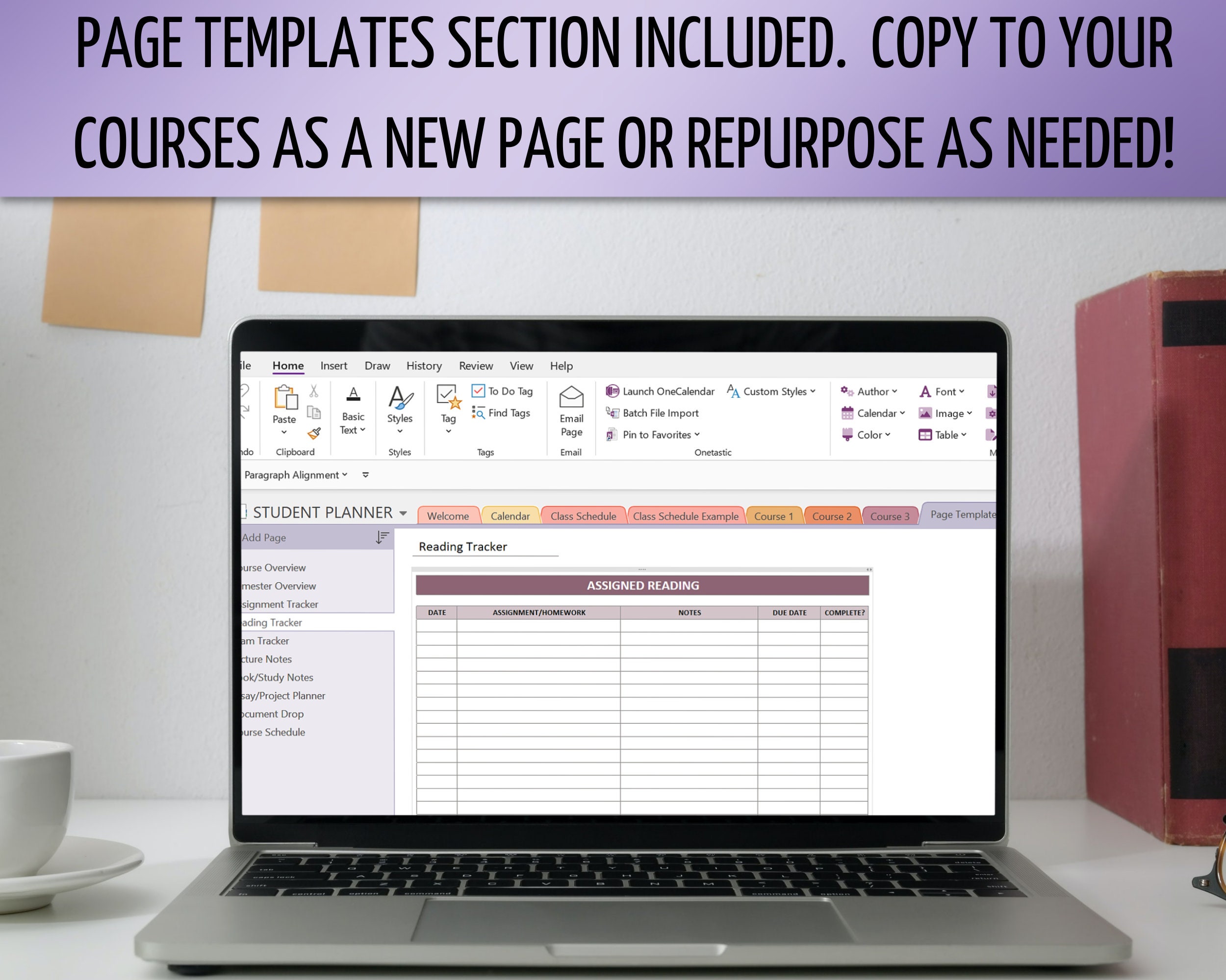 Onenote Academic Planner, Onenote Student Planner, 100% Editable ...