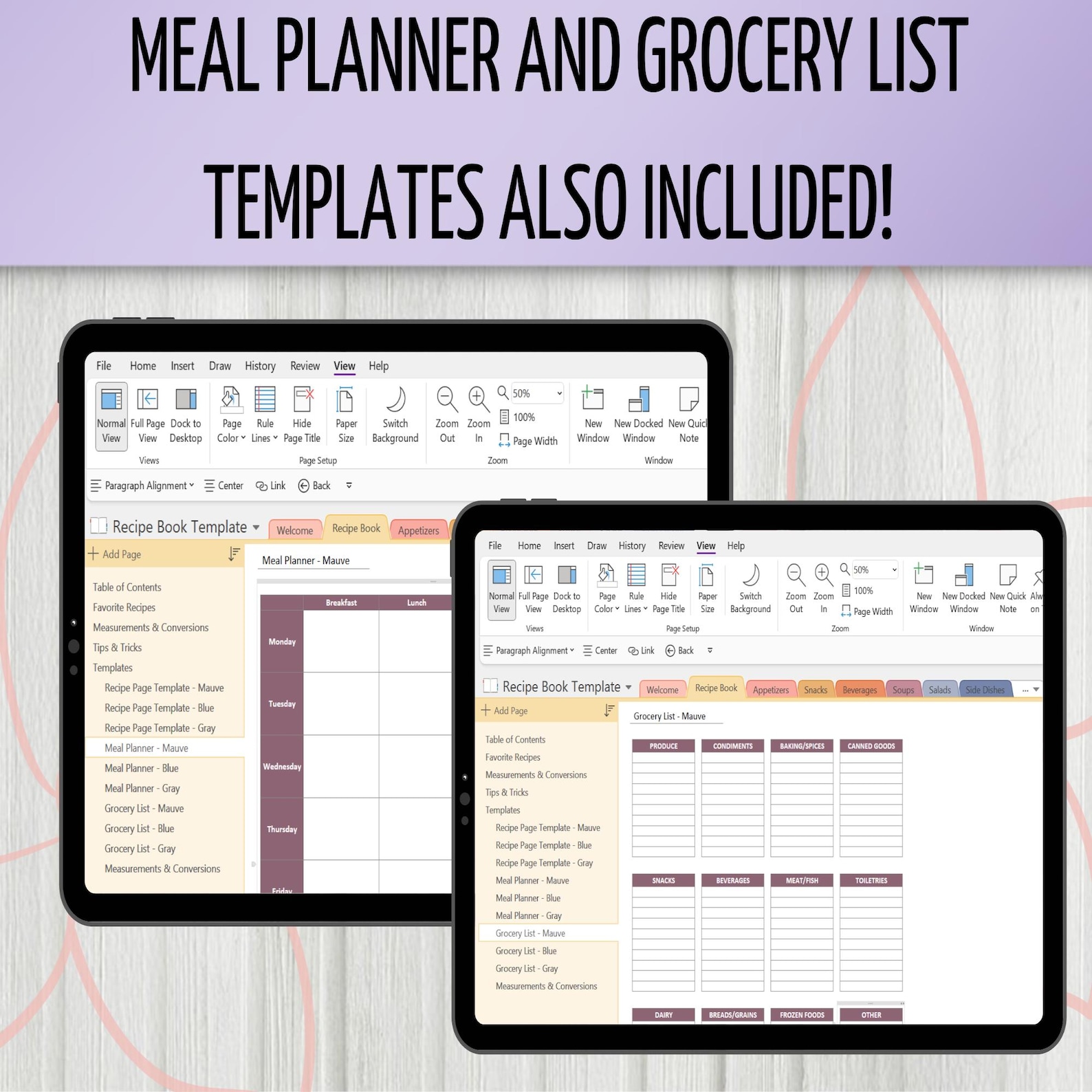 Digital Recipe Book, Onenote Recipe Book Template, 100% Editable ...