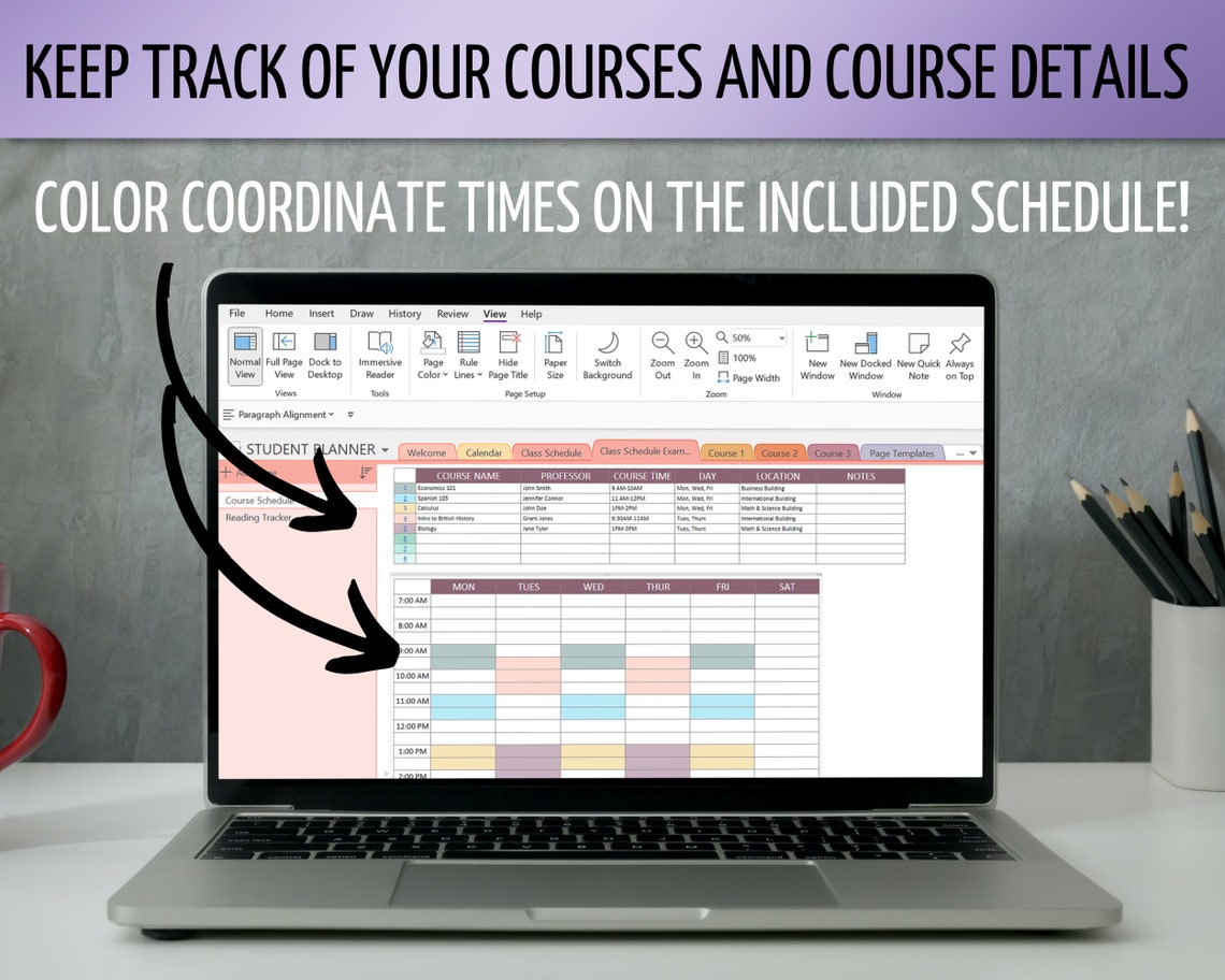Onenote Academic Planner, Onenote Student Planner, 100% Editable ...