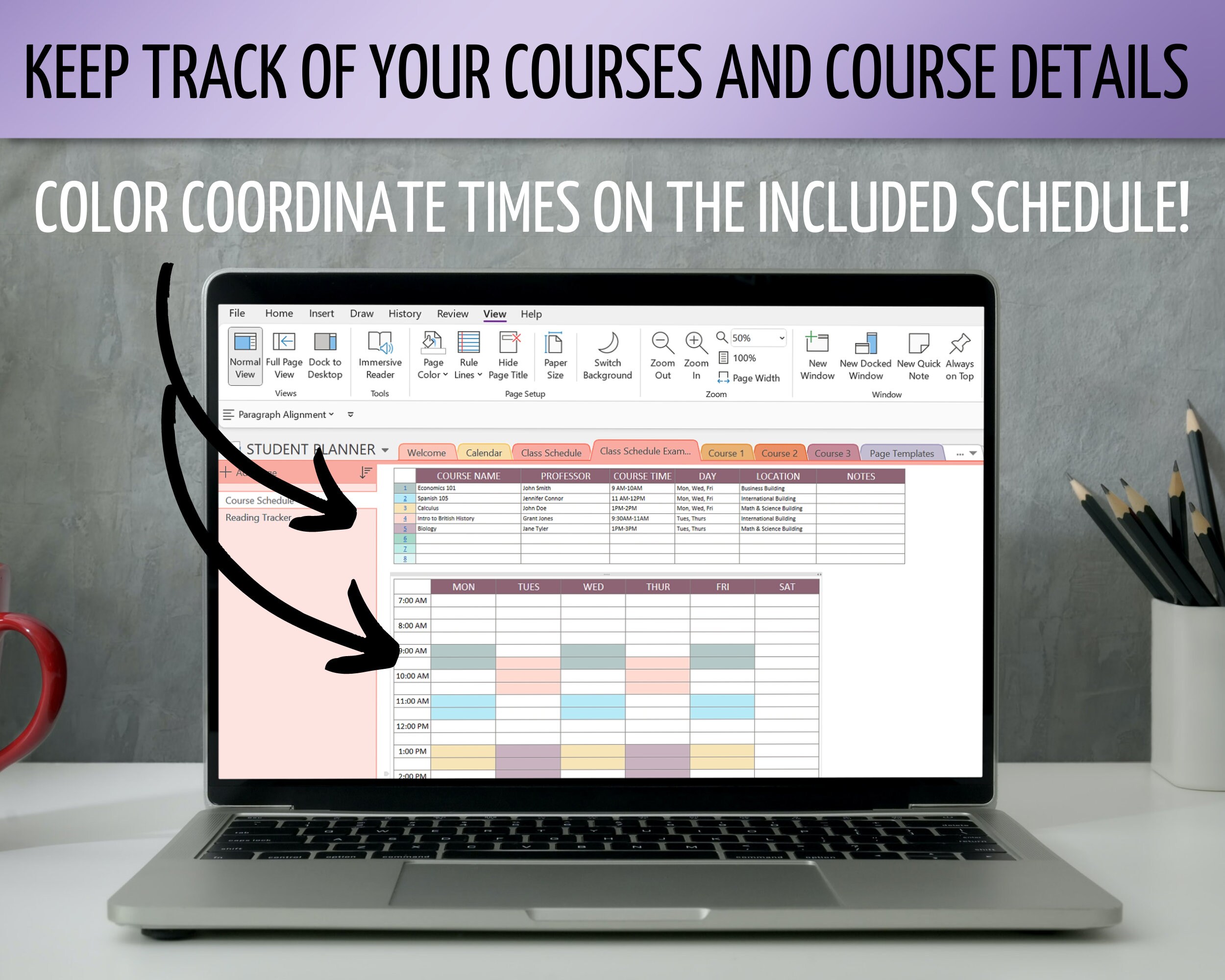 Onenote Academic Planner, Onenote Student Planner, 100% Editable ...