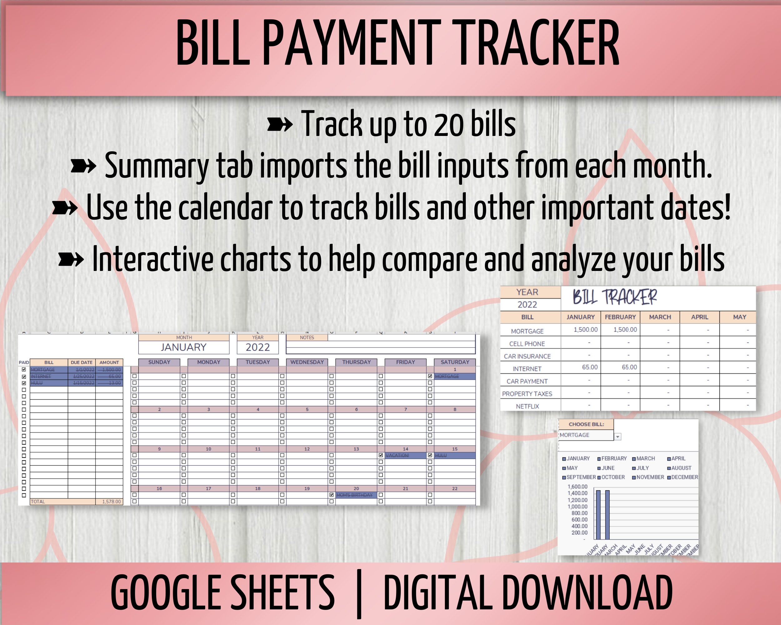 Monthly Budget With Debt Payment Tracker Spreadsheet Bundle, Monthly ...