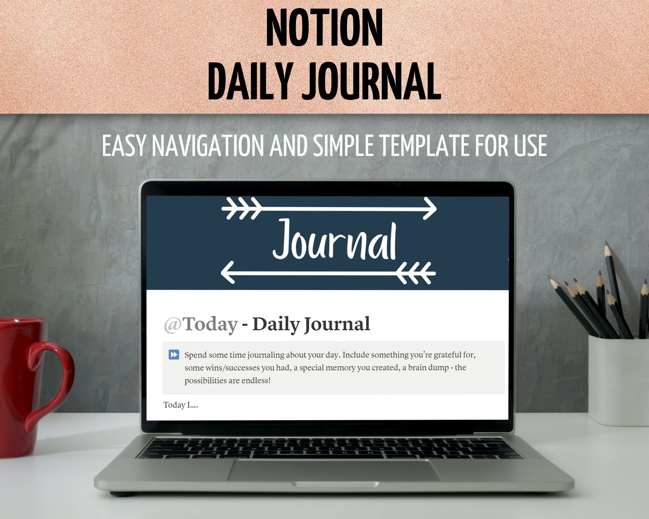 Daily Journal Notion Template, Digital Gratitude Journal With Notion ...