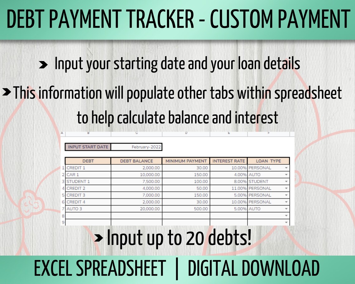 Debt Payment Tracker Excel Spreadsheet Template - Etsy