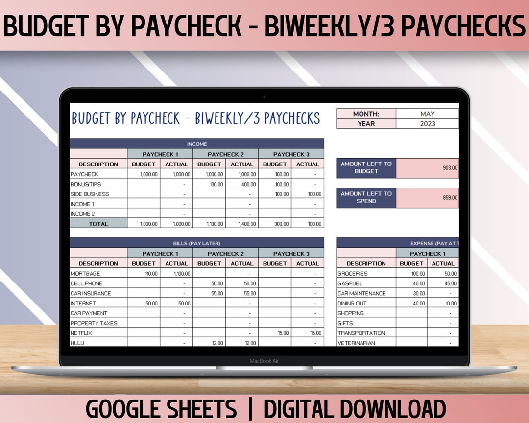 Budget by Paycheck Spreadsheet, Google Sheets Spreadsheet Template ...