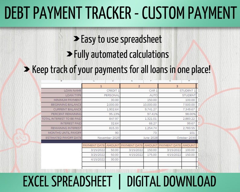 Debt Payment Tracker Excel Spreadsheet Template - Etsy