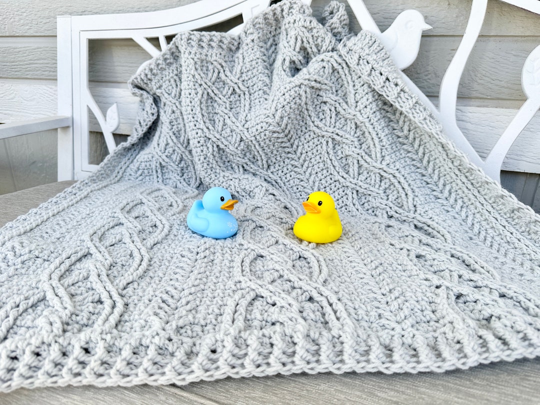 Tranquil Irish Baby Afghan, Light Gray Soft and Chunky Acrylic Blanket ...