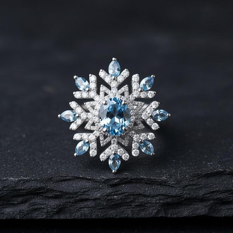 Snowflake Ring Blue Stone - Etsy