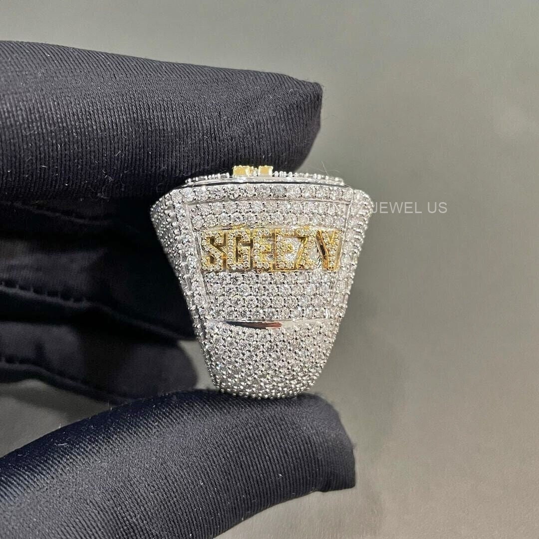 Iced Out Diamond Ring Custom Letter Hip Hop Ring 14k Gold - Etsy