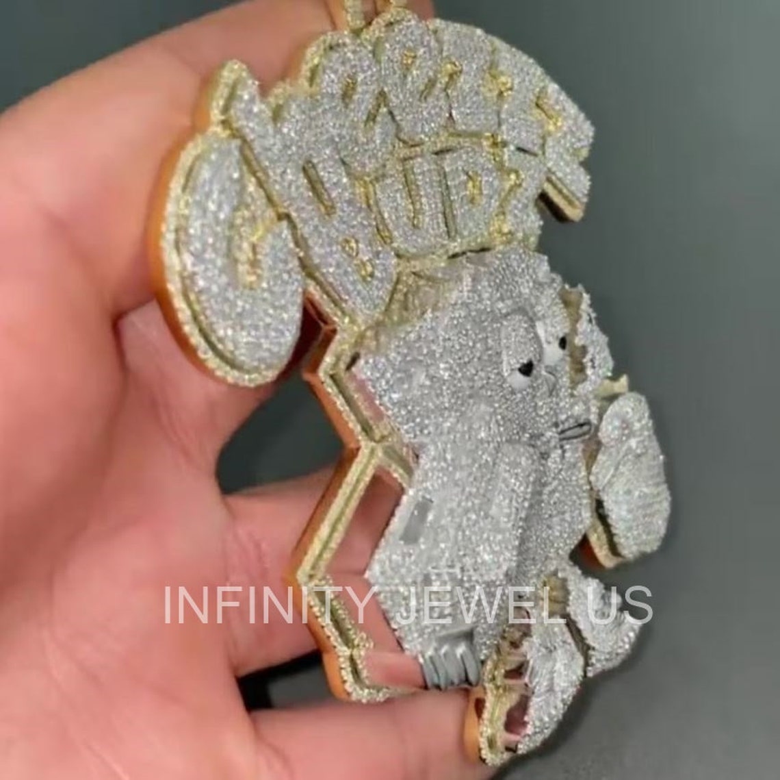 Fully Iced Out Customized Letter Name Logo Pendant, Natural Moissanite ...