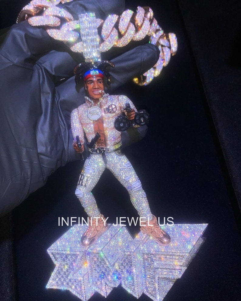 Custom Hand Made Man Pendant,3d Pendant, Moissanite Diamond, Iced Out ...