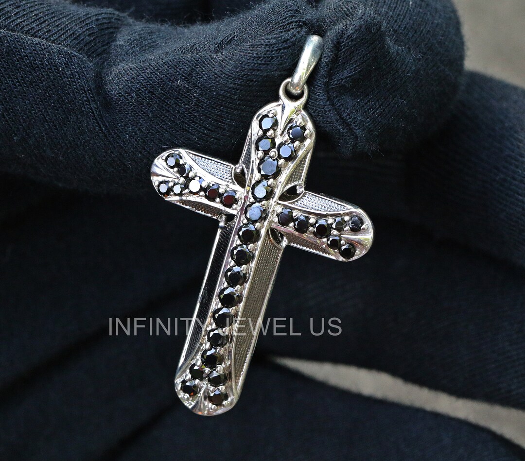 Black Moissanite Cross Design Pendant, Religious Pendant, VVS ...