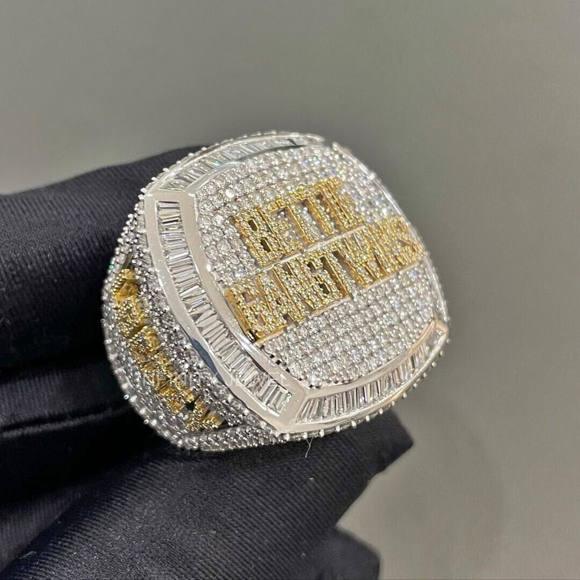 Iced Out Diamond Ring Custom Letter Hip Hop Ring 14k Gold - Etsy