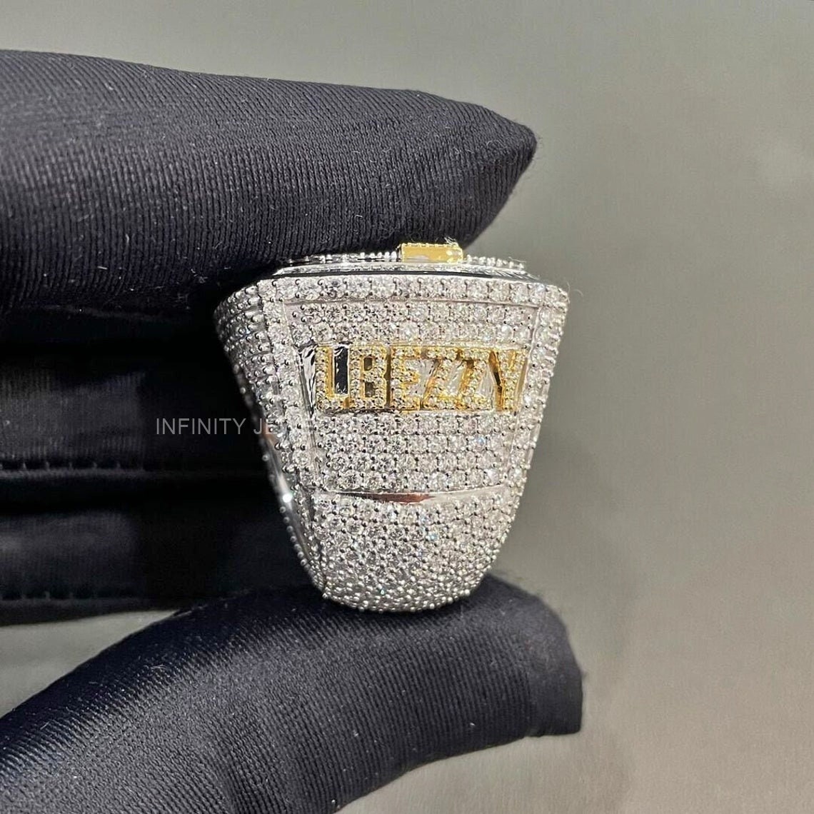 Iced Out Diamond Ring Custom Letter Hip Hop Ring 14k Gold - Etsy