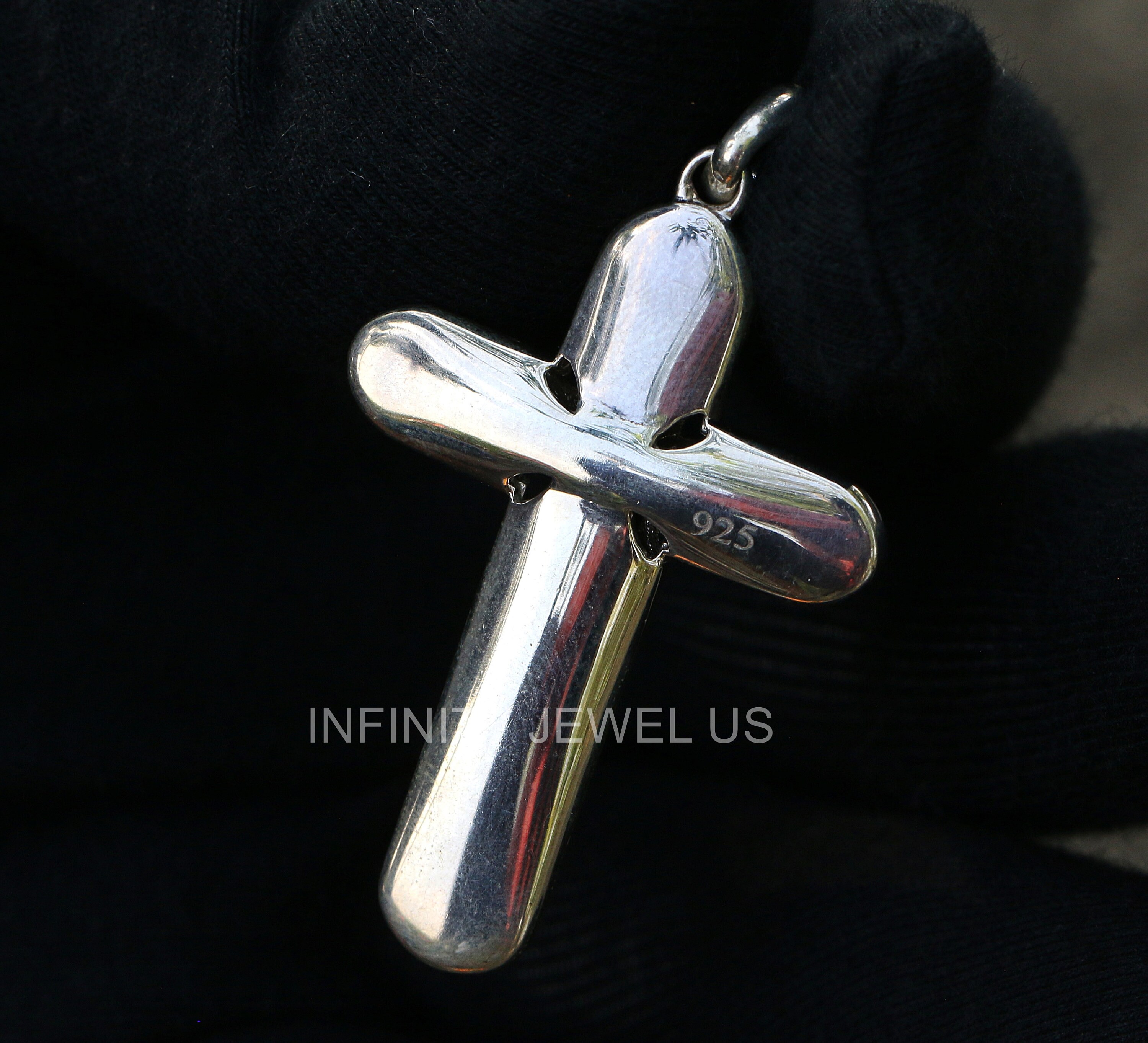 Black Moissanite Cross Design Pendant, Religious Pendant, VVS ...