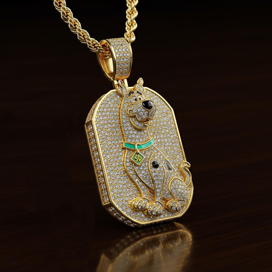 Iced Out Scooby Doo Pendant, Round Moissanite Hip Hop Cartoon Pendent ...