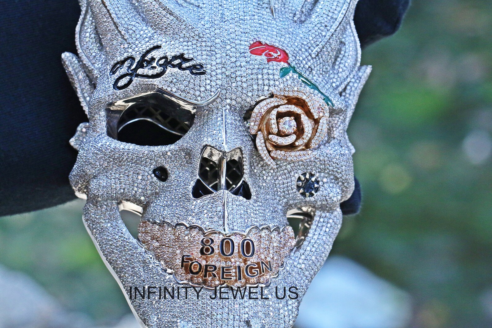 Custom Ice Out Moissanite Diamond Skull Men Pendant, Silver Skull Face ...