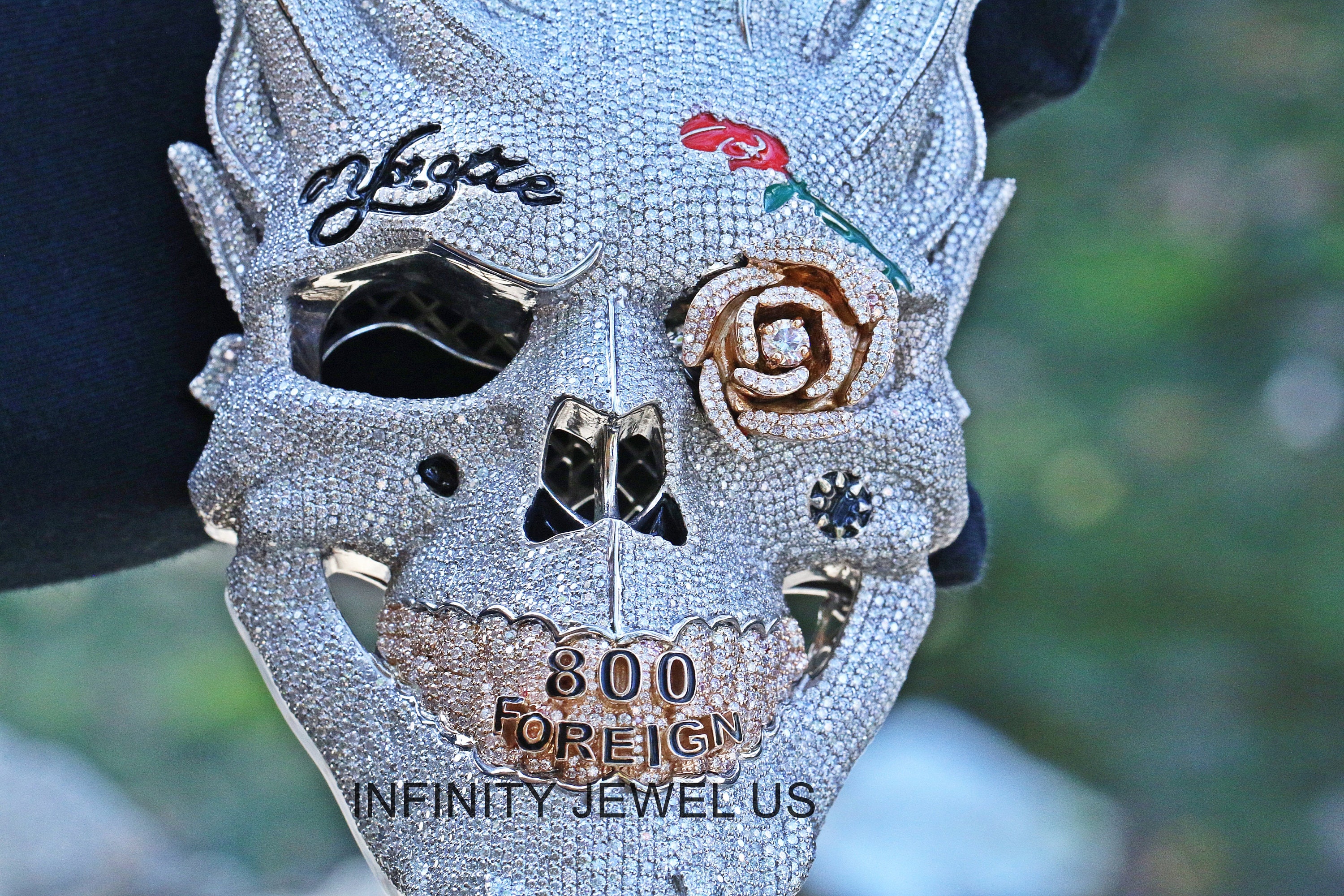 Custom Ice Out Moissanite Diamond Skull Men Pendant, Silver Skull Face ...