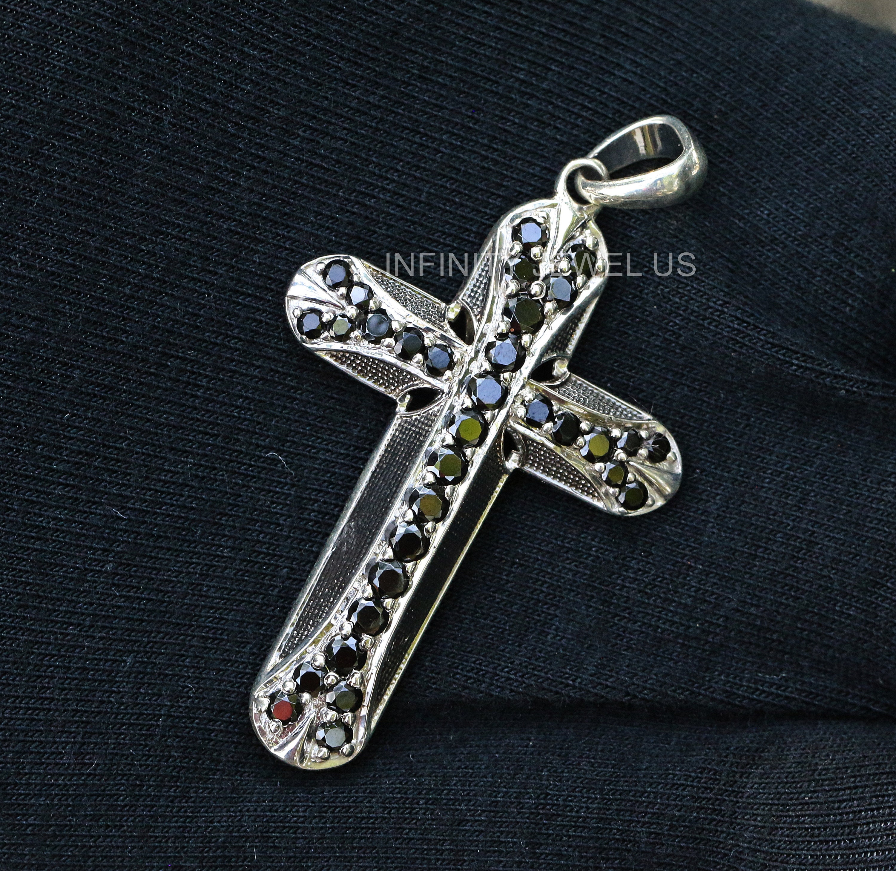 Black Moissanite Cross Design Pendant, Religious Pendant, VVS ...