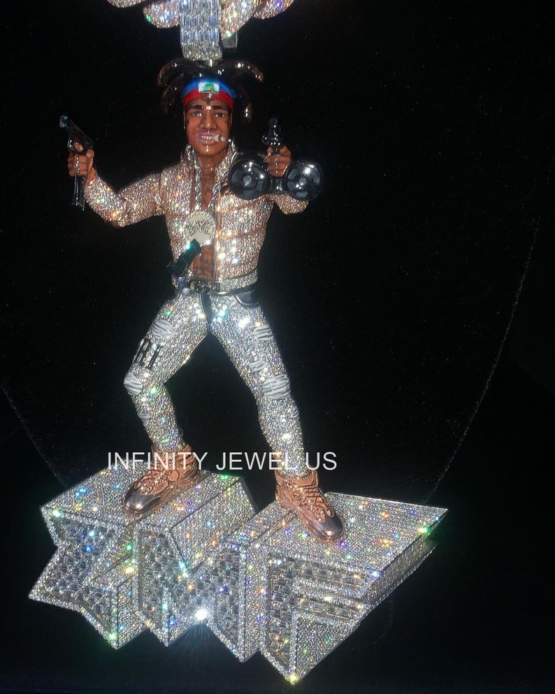 Custom Hand Made Man Pendant,3d Pendant, Moissanite Diamond, Iced Out ...