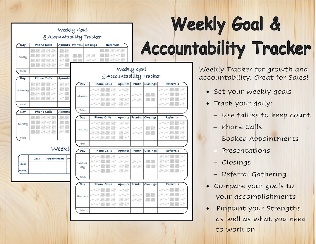 Weekly Goal & Accountability Tracker - Etsy