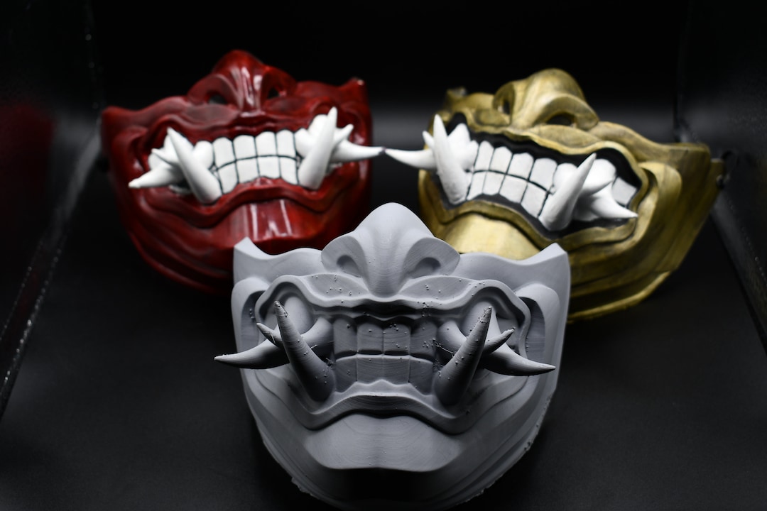 Half Face Samurai Mask Ronin Oni Mempo Japanese Demon - Etsy