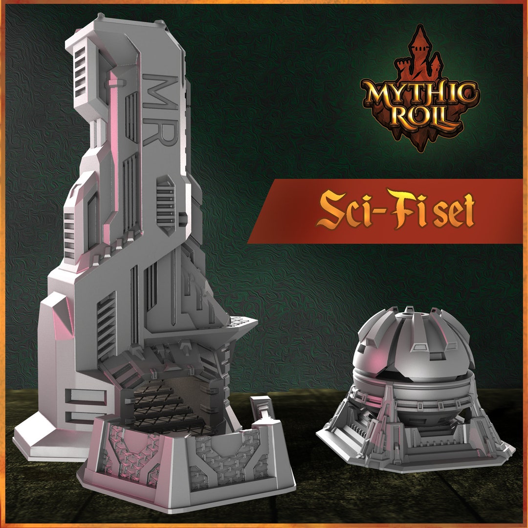 Sci-fi Dice Tower and Holder Set , Dice Tray, Dungeons and Dragons, Dnd ...
