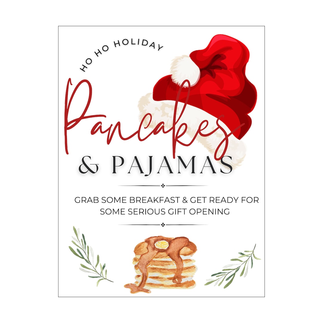 Pancakes & Pajamas, Christmas Brunch Signs, Christmas Breakfast ...