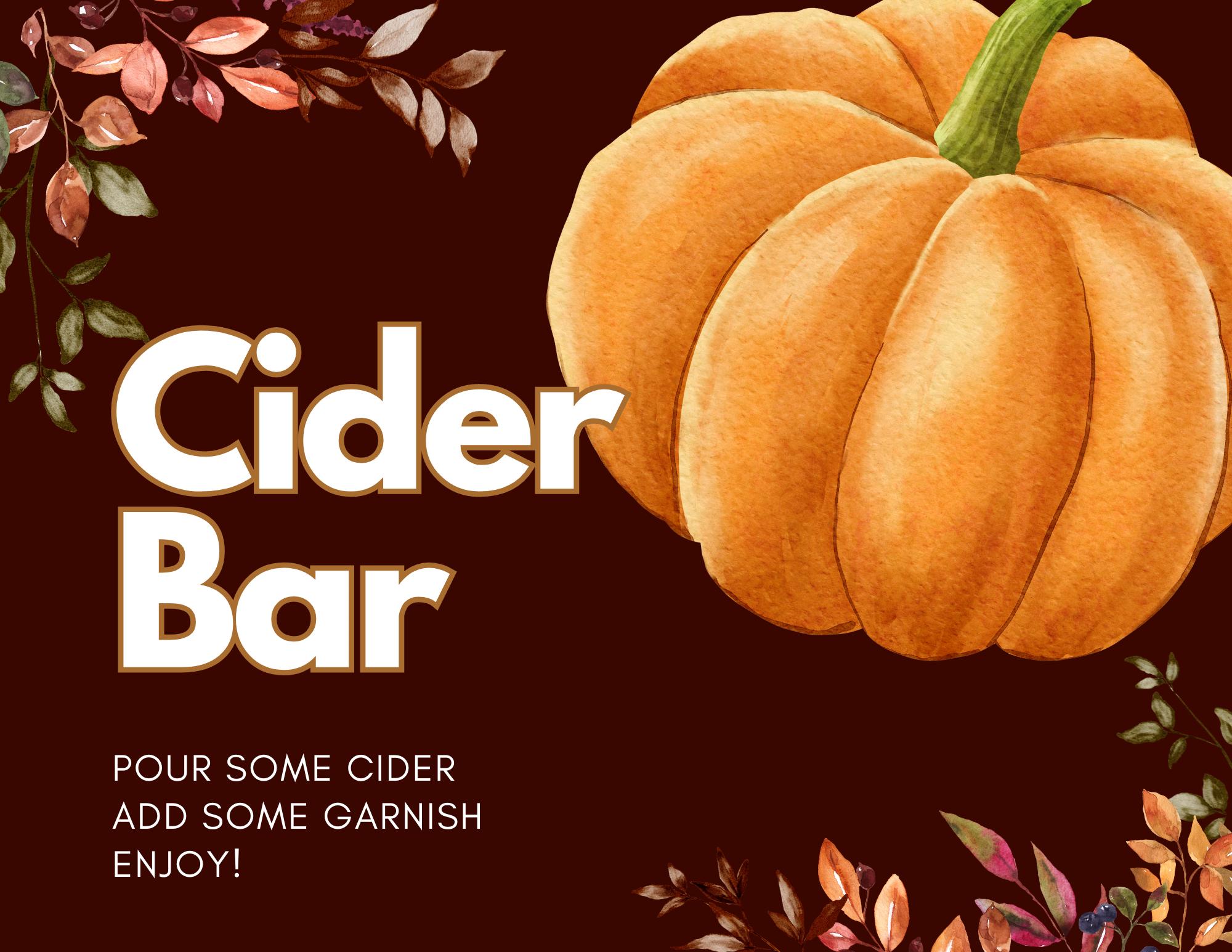 Cider Bar Sign, Thanksgiving Bar Sign, Friendsgiving Bar Sign, Cider ...