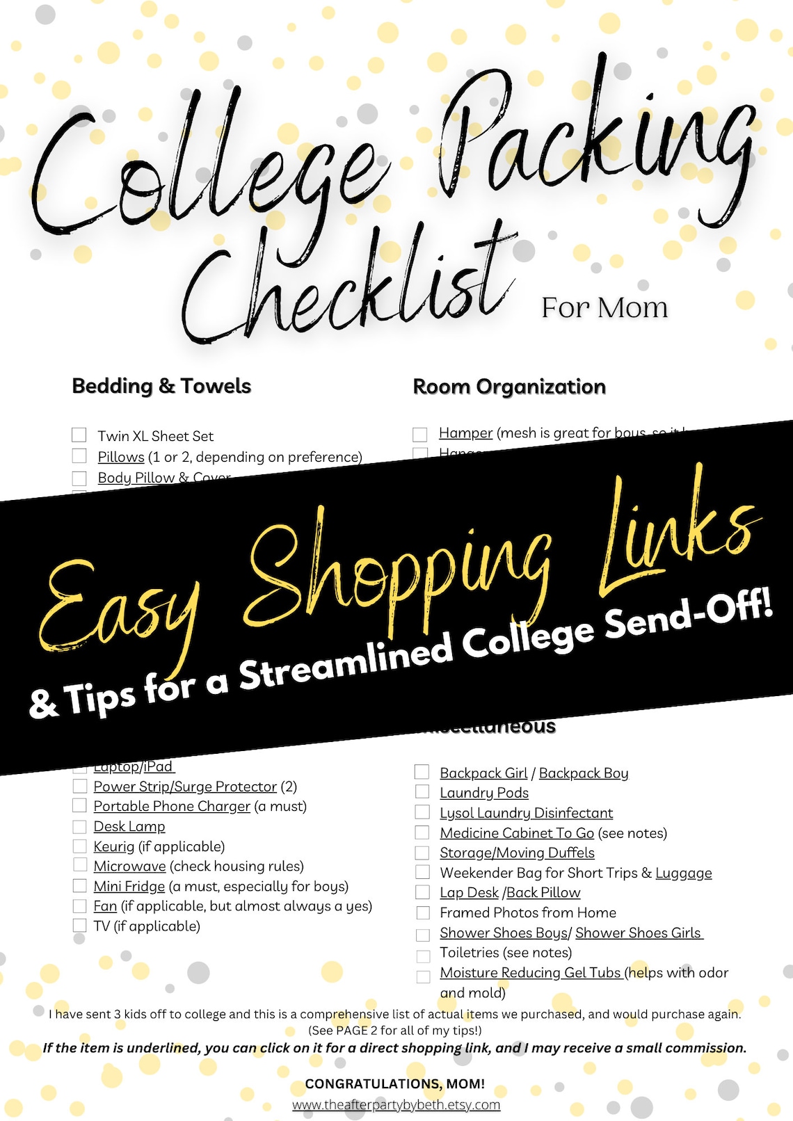 2026 Senior Year Checklist, College Packing Checklist Bundle, Senior ...