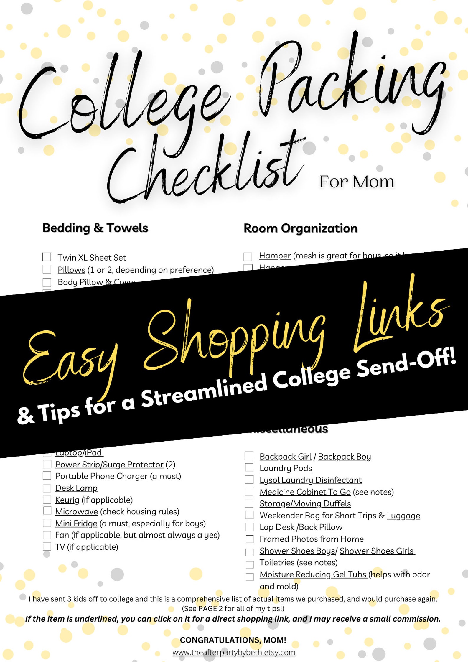 2026 Senior Year Checklist, College Packing Checklist Bundle, Senior ...