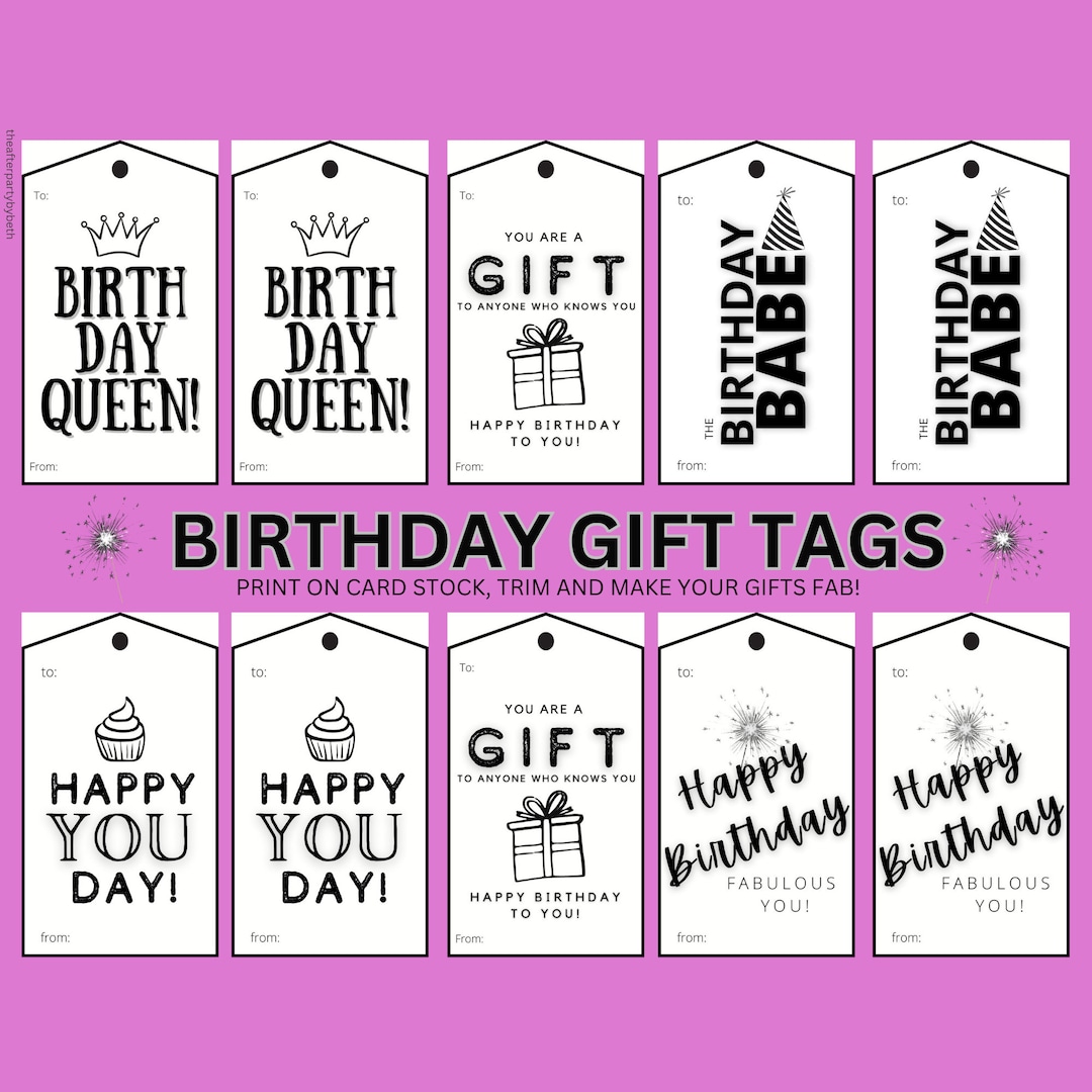 Birthday Gift Tags, Birthday Gift Wrap, Birthday Tags - Etsy
