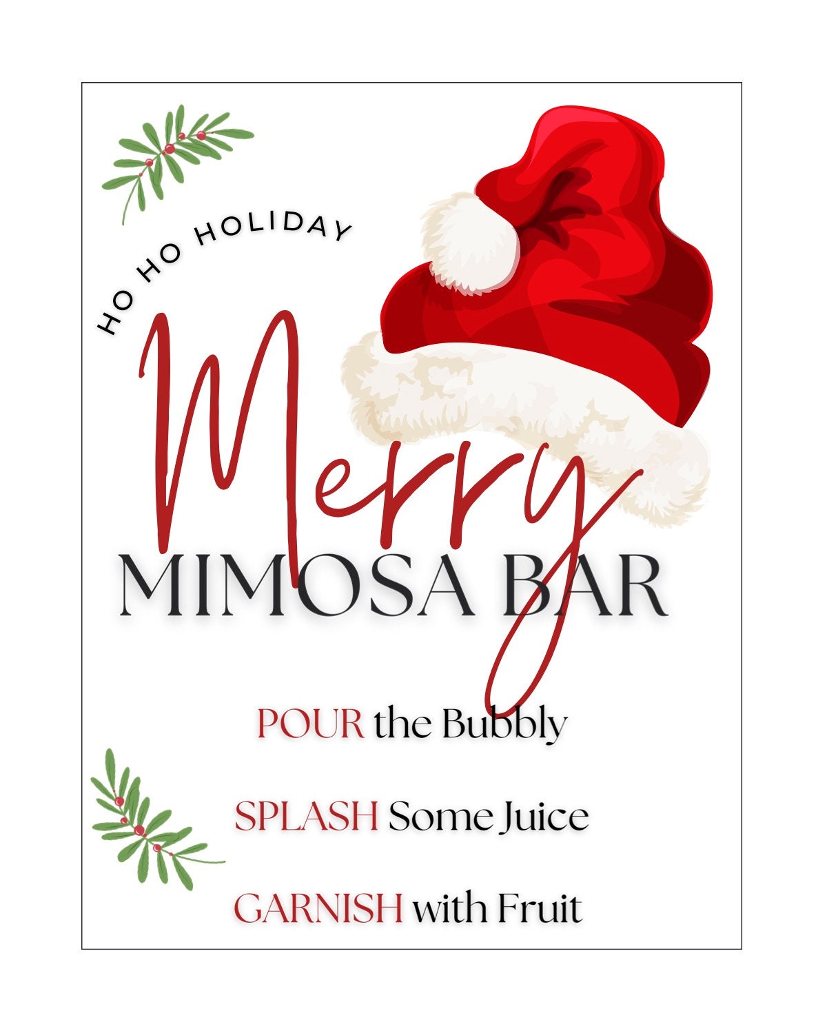 Holiday Mimosa Bar Sign, Christmas Mimosa Sign, Merry Mimosa Sign - Etsy