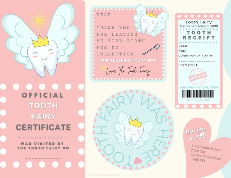 Tooth Fairy Letter and Note With Receipts - Etsy