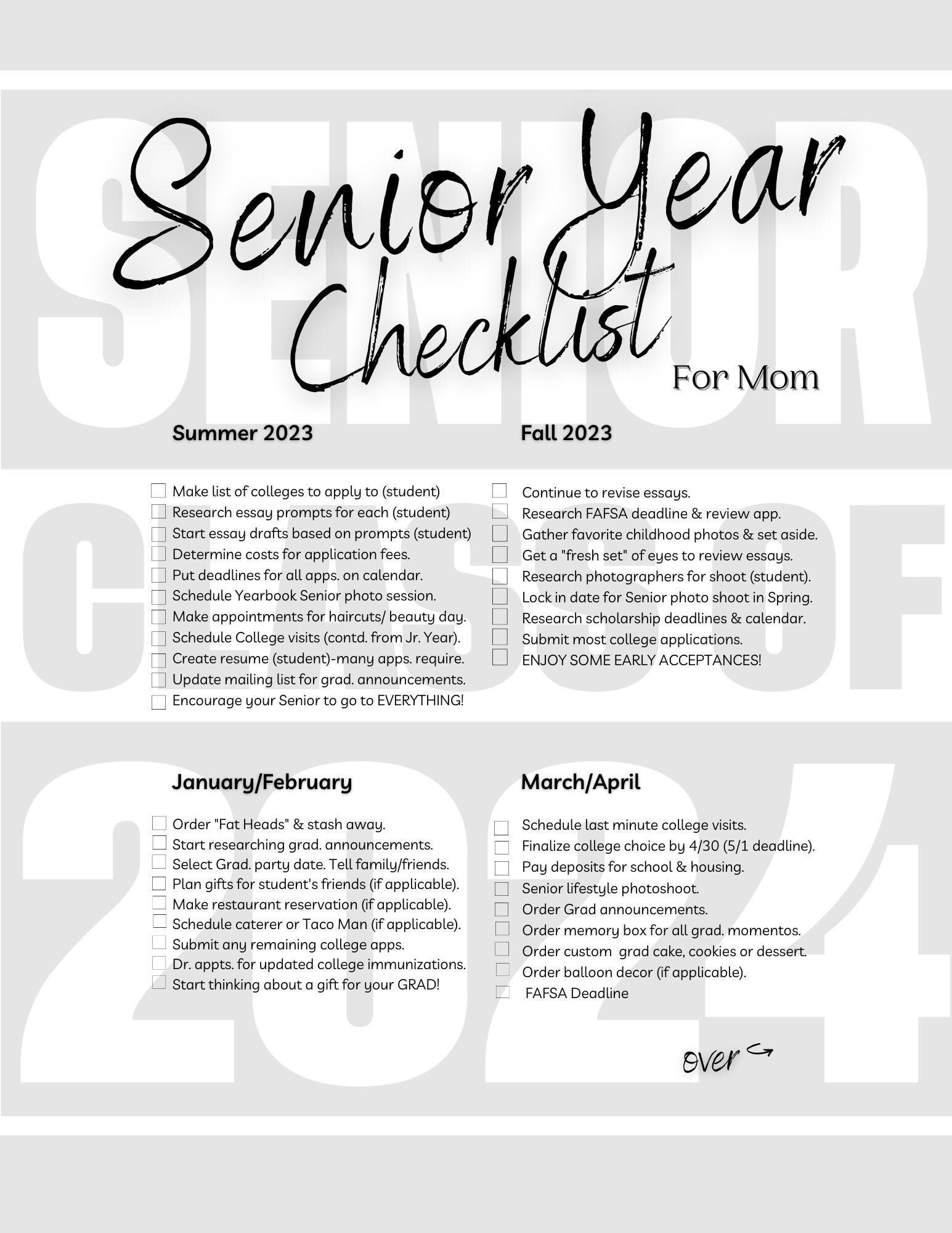 Senior 2024 Class Of 2024 Senior Year Checklist Senior Mom 2024 Etsy Senior 2024 Class Of 2024 Senior Year Checklist Senior Mom 2024 Etsy