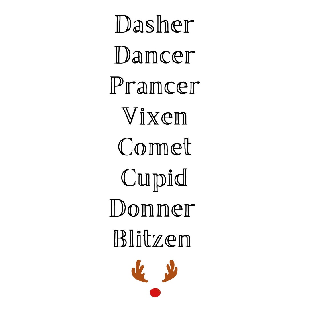 Santa's Reindeer, Santa's Reindeer Names, Reindeer Name, Minimalist ...