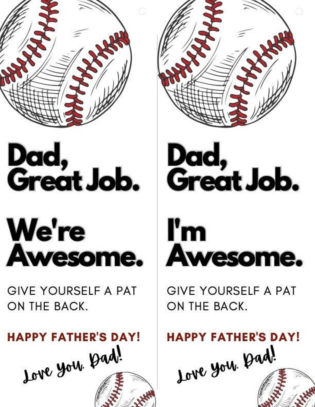 Father's Day Gift Tag/card, Baseball Themed Father's Day Tag, Father's ...