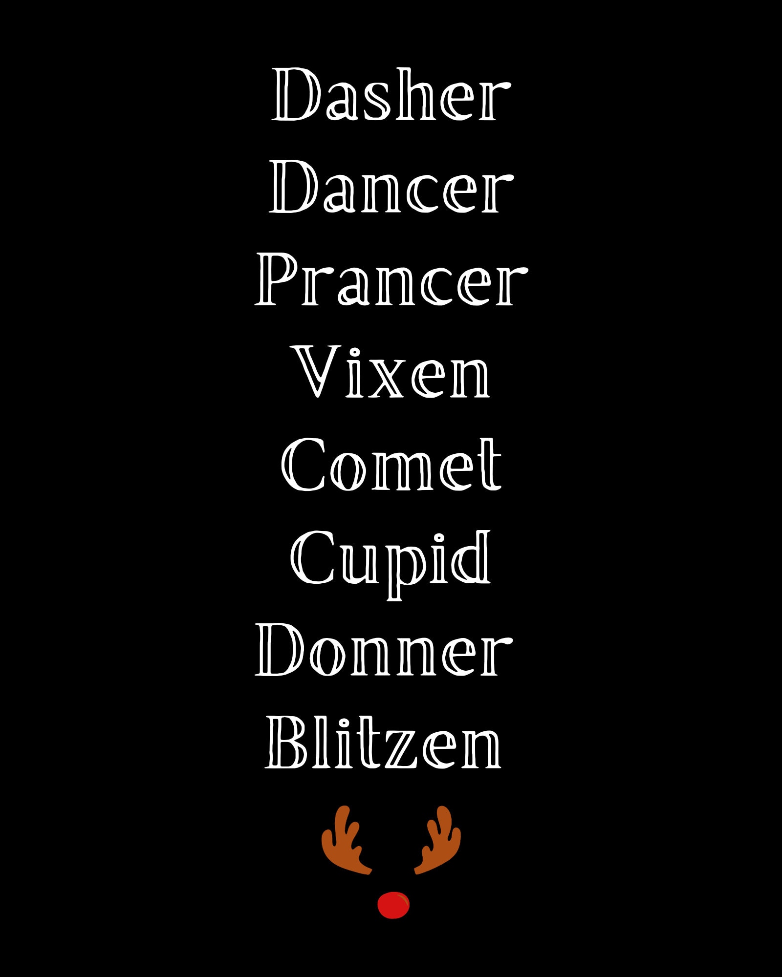 Santa's Reindeer, Santa's Reindeer Names, Reindeer Name, Minimalist ...