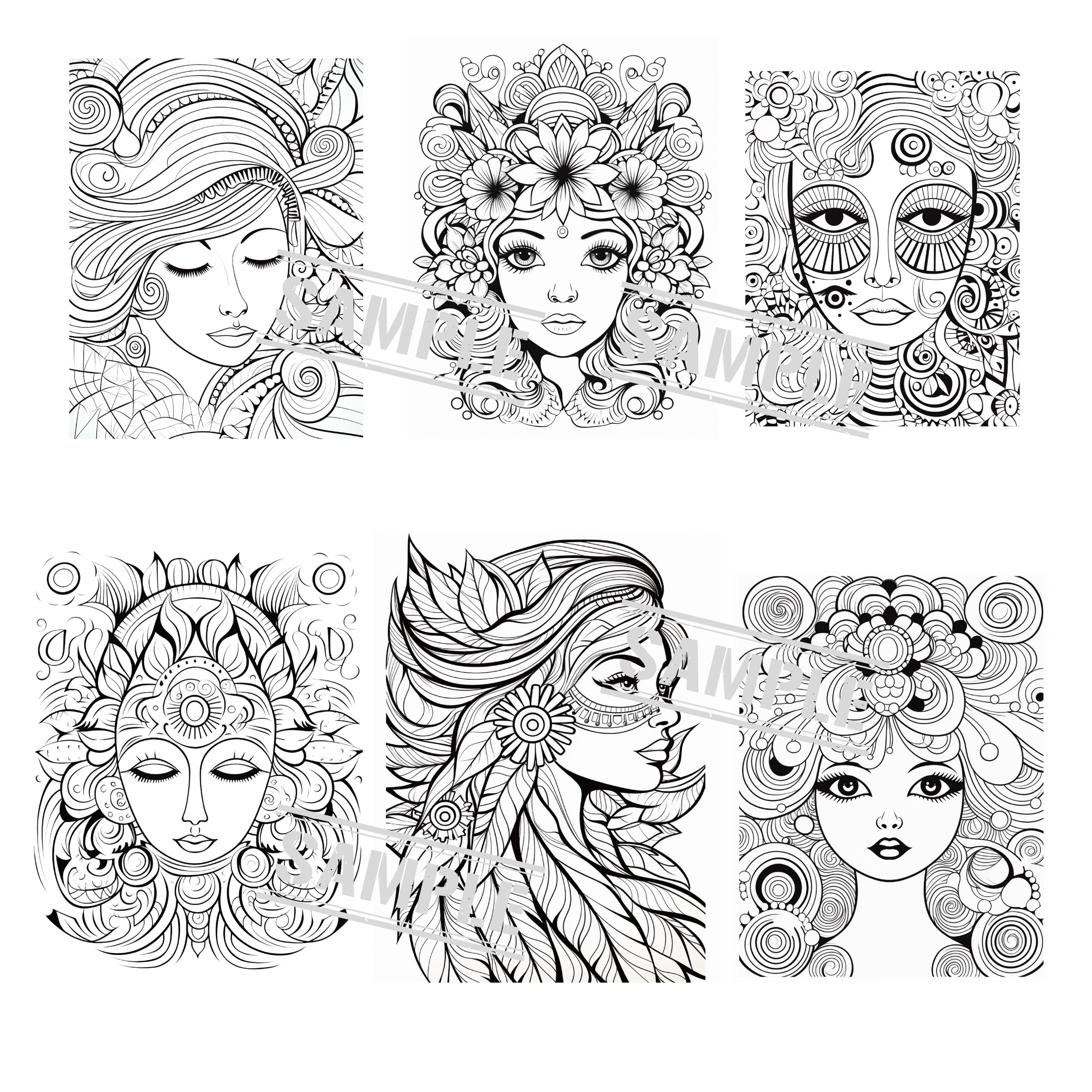 Printable Mindfulness Faces Coloring Pages 40 Mindfulness Face Designs ...