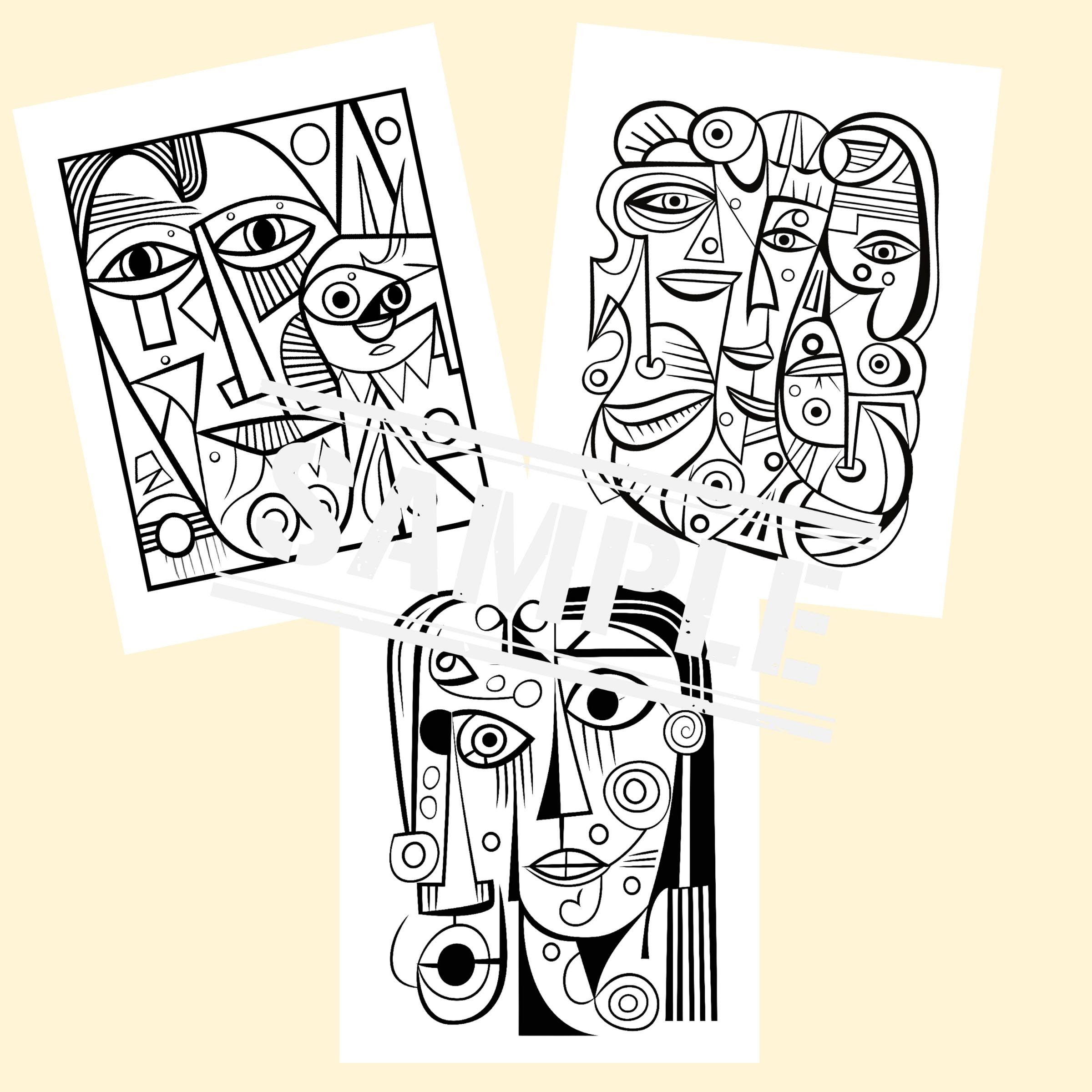Picasso Faces Printable Coloring Pages - Digital Download, Print ...