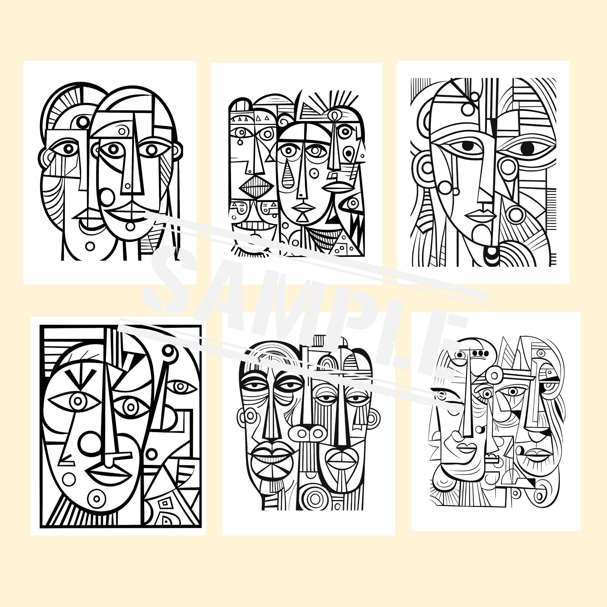 Picasso Faces Printable Coloring Pages - Digital Download, Print ...