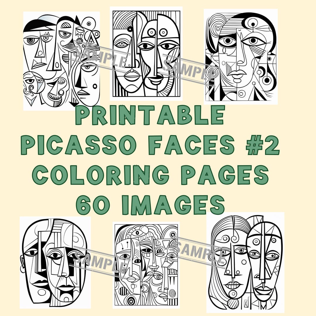Picasso Faces 2 Printable Coloring Pages Digital Download, Print ...