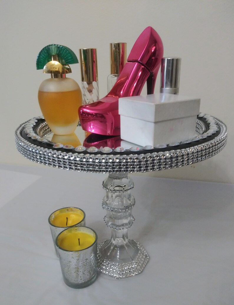 Round Mirrored Perfume Tray Stand - Etsy