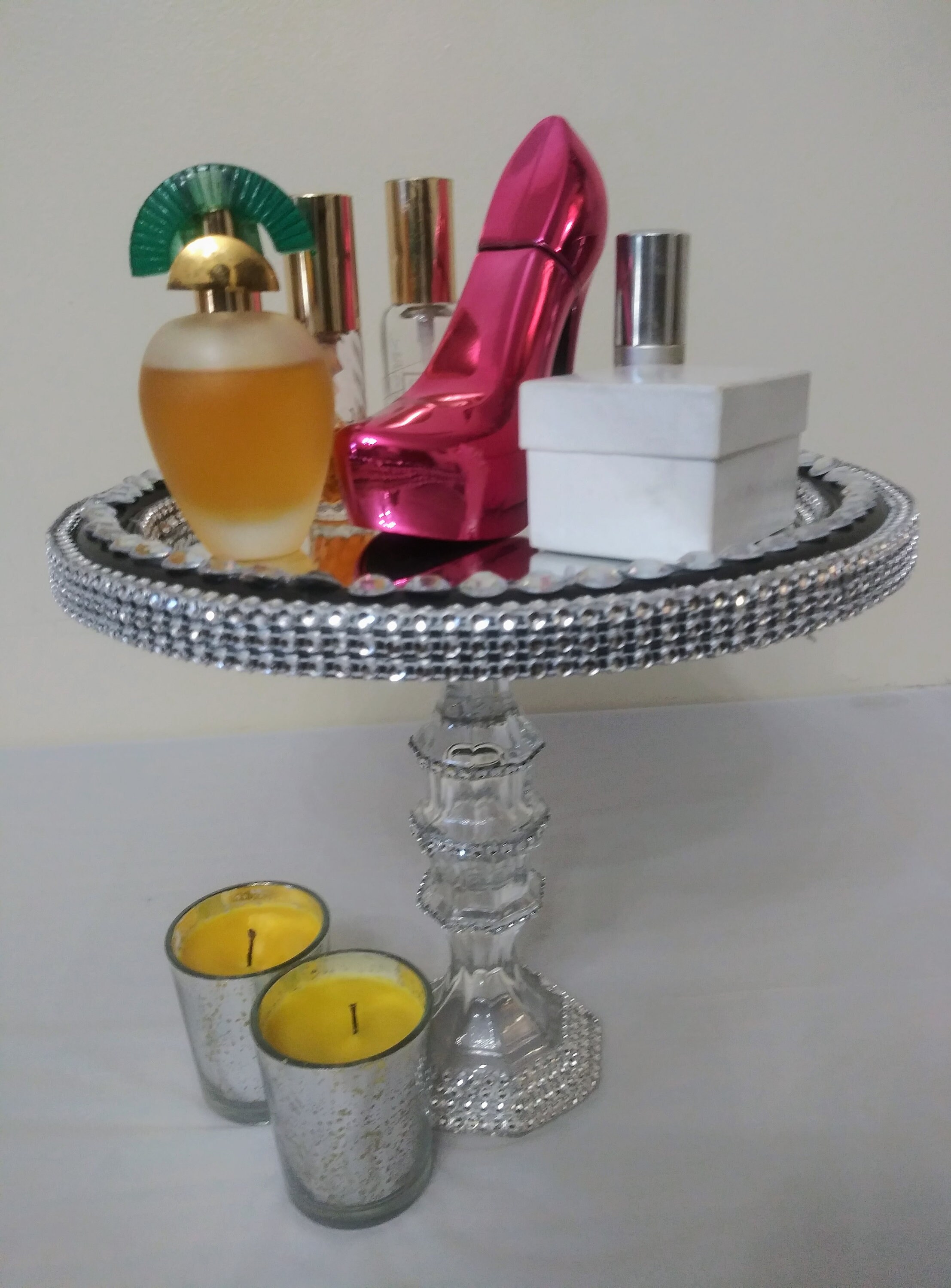 Round Mirrored Perfume Tray Stand - Etsy