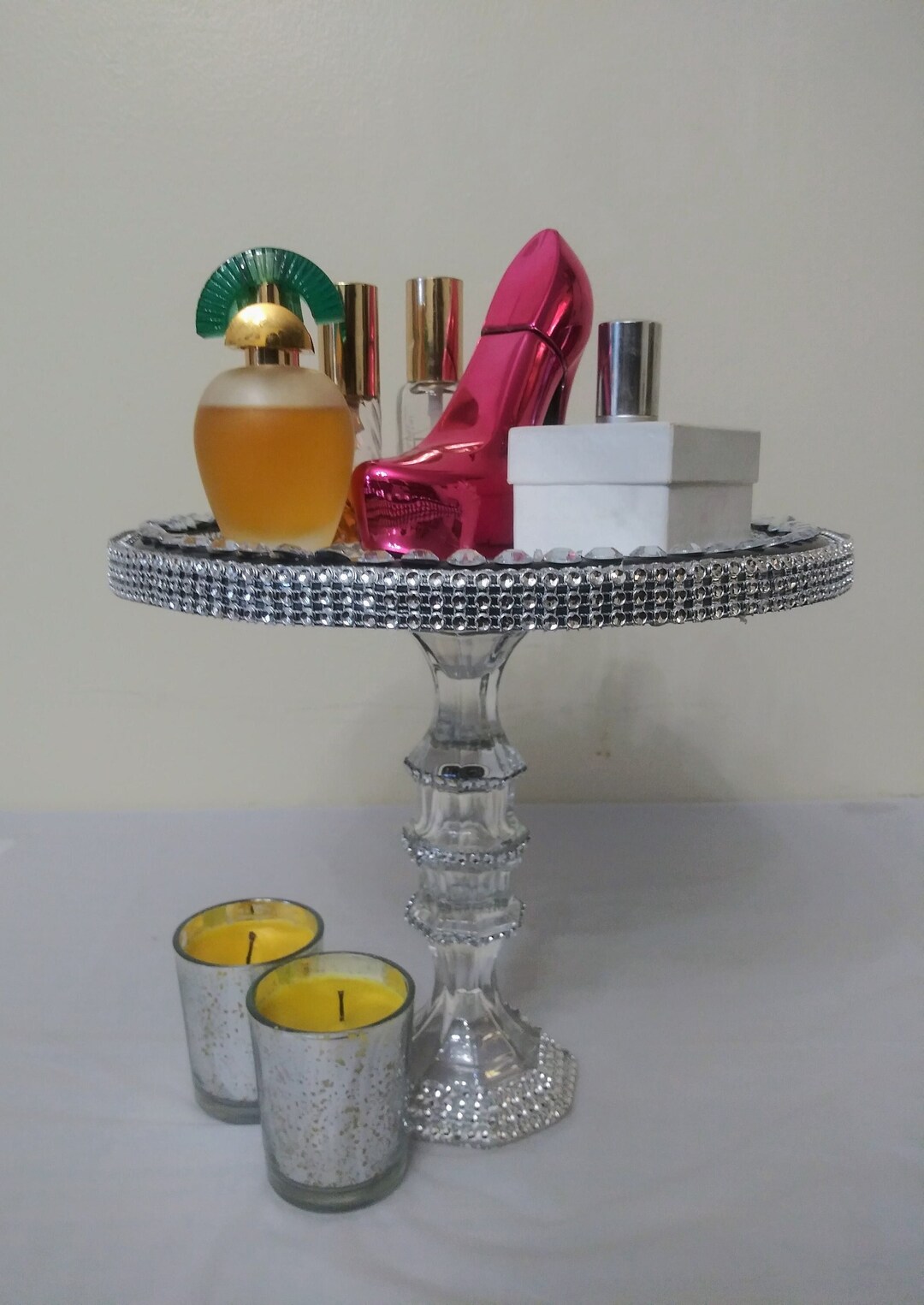Round Mirrored Perfume Tray Stand - Etsy