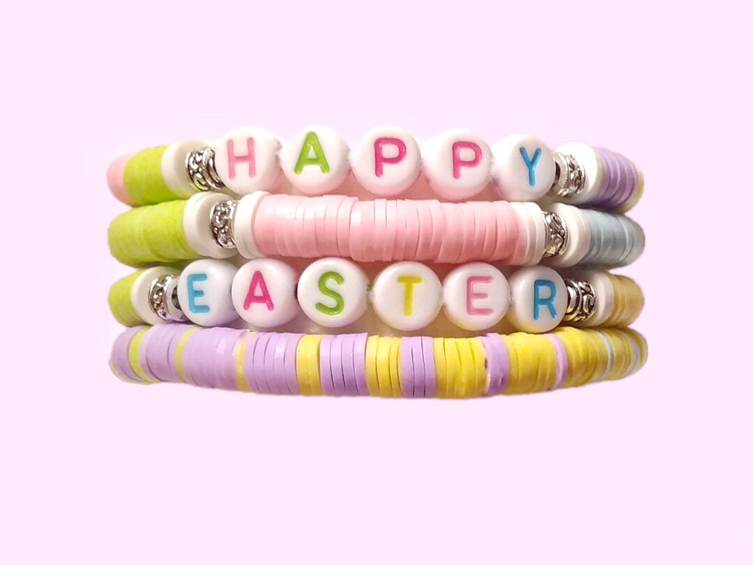 Happy Easter Spring Pastel Bracelet Stack Custom Heishi Preppy Surfer ...
