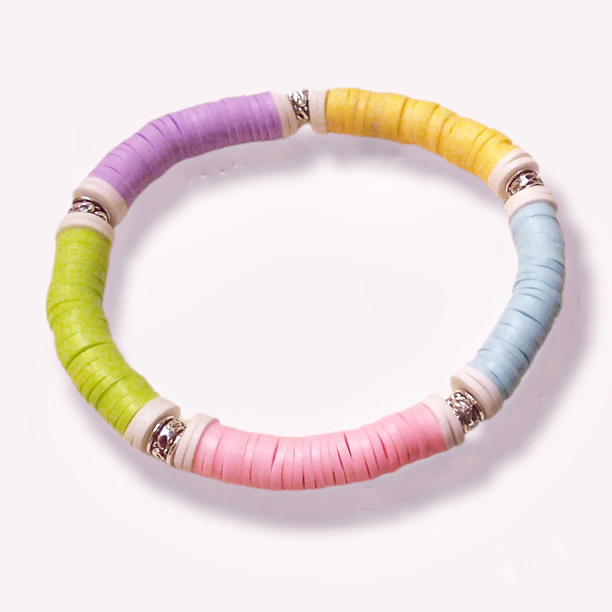 Happy Easter Spring Heishi Stack Bracelet Easter Spring Pastel Polymer ...
