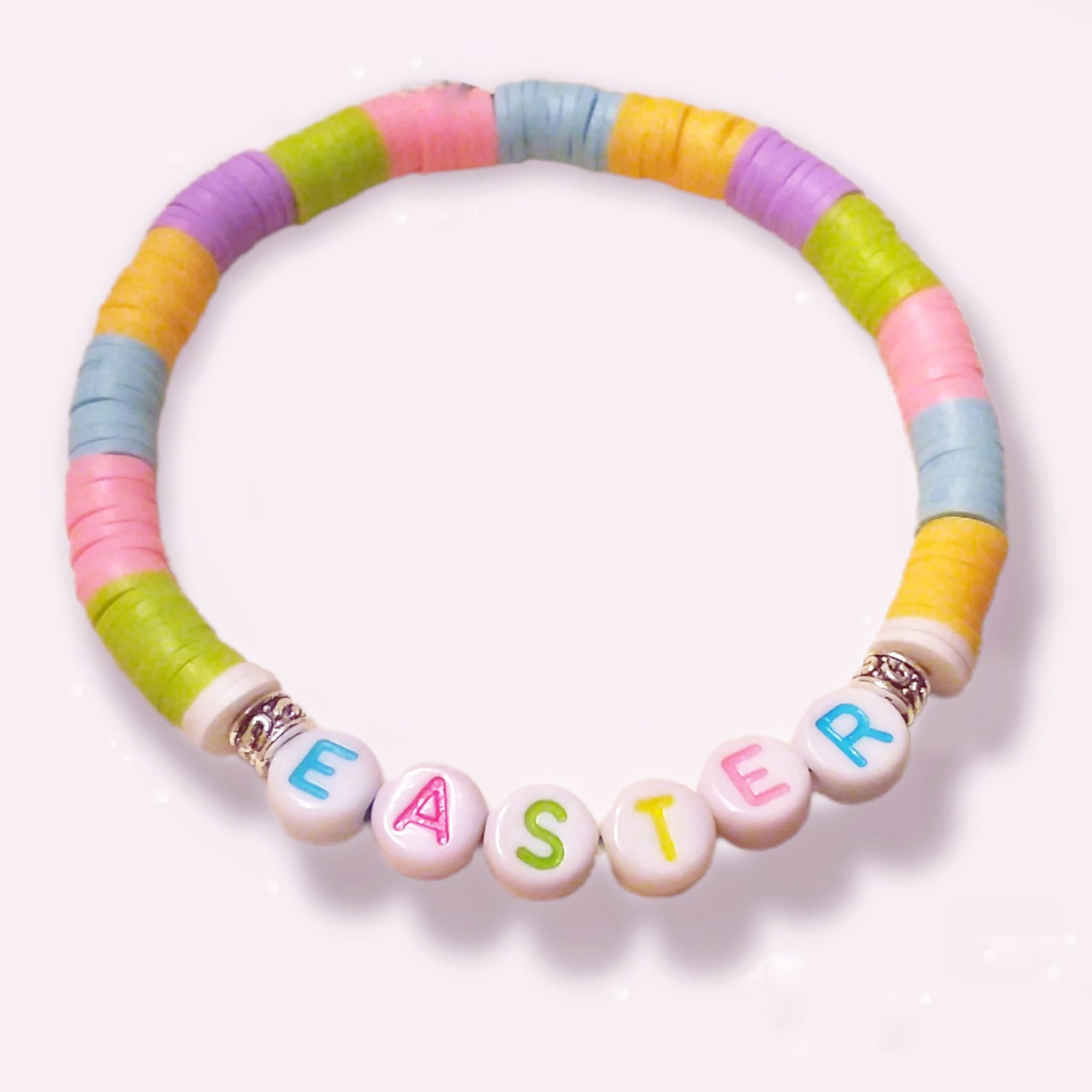 Happy Easter Spring Heishi Stack Bracelet Easter Spring Pastel Polymer ...
