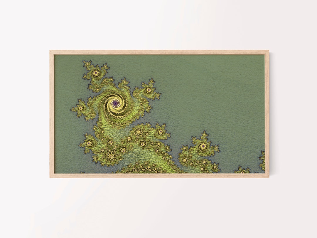 Fame TV Art, Abstract Digital Art, Green Golden Fractal Art, Modern Art ...