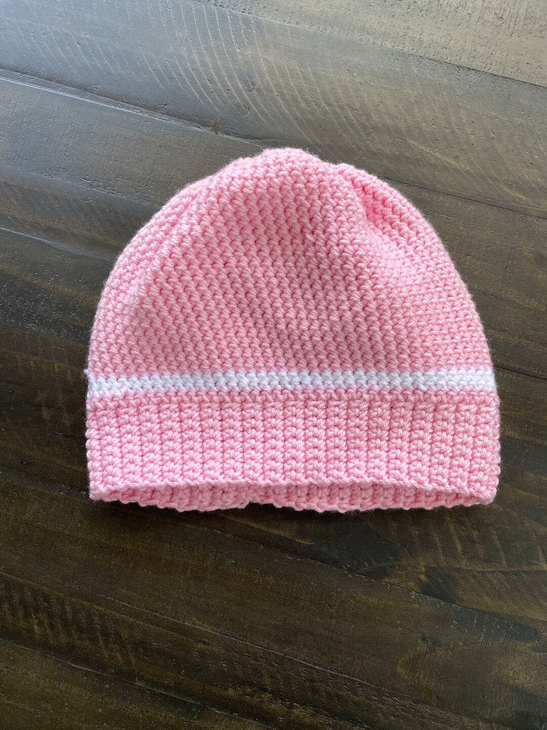 Pink With White Stripe Beanie - Etsy